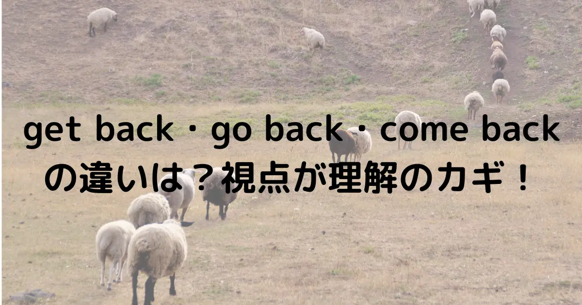 get back・go back・come backの違いは？視点が理解のカギ！ - yukihiro-English